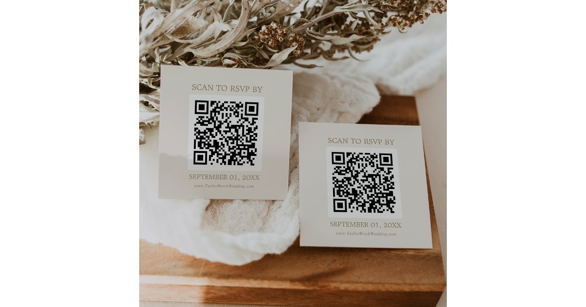 Romantic Gold and Ivory Coordinate QR Code RSVP Enclosure Card | Zazzle