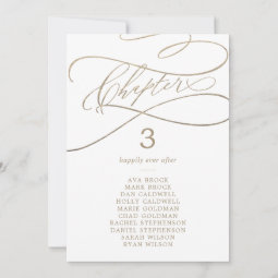 Romantic Gold Book Chapter Seating Chart Card | Zazzle