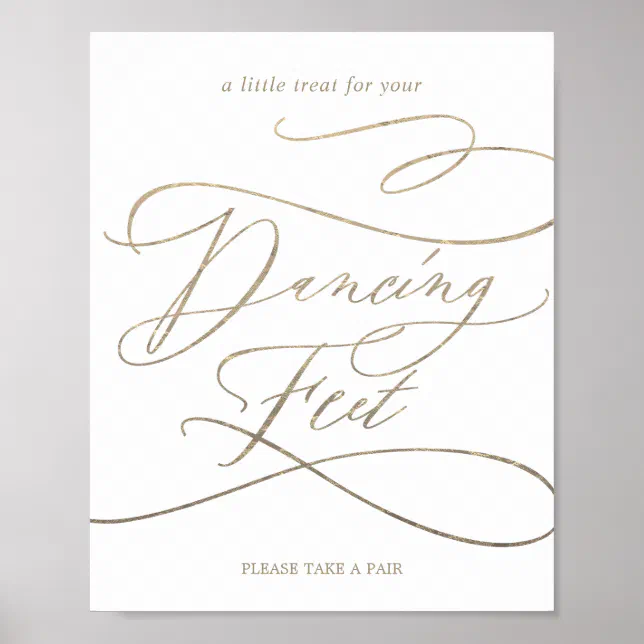 Romantic Gold Calligraphy Dancing Feet Sign | Zazzle