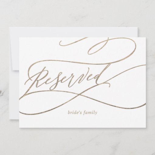 Romantic Gold Calligraphy | Flourish Reserved Sign | Zazzle