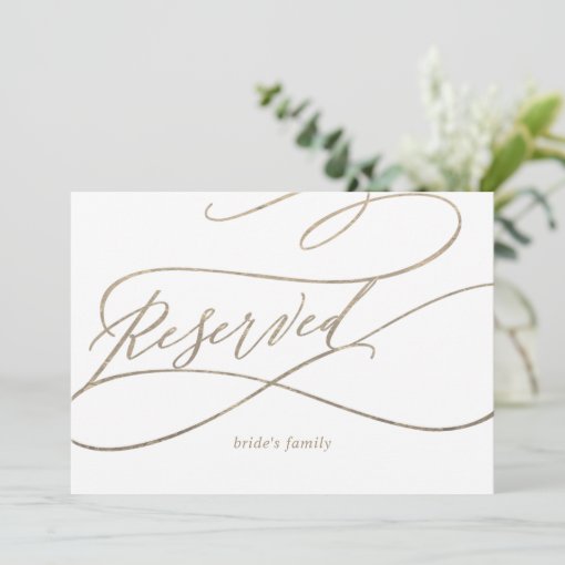 Romantic Gold Calligraphy | Flourish Reserved Sign | Zazzle