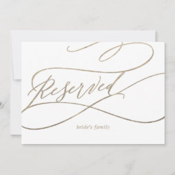 Romantic Gold Calligraphy | Flourish Reserved Sign | Zazzle