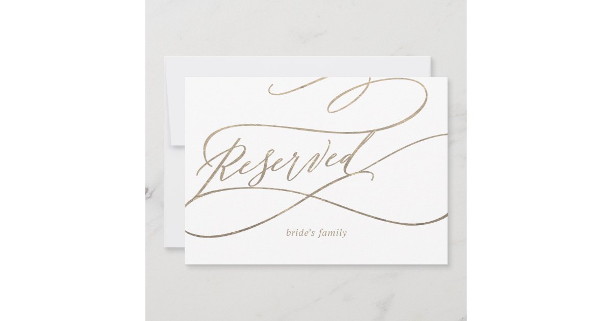 Romantic Gold Calligraphy | Flourish Reserved Sign | Zazzle.com