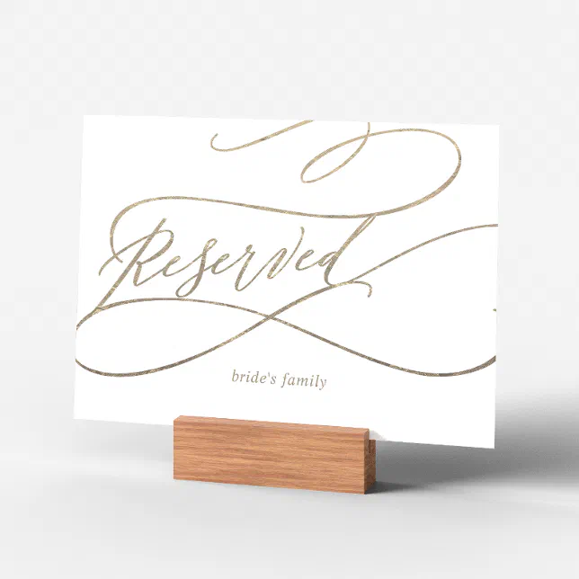 Romantic Gold Calligraphy | Flourish Reserved Sign | Zazzle