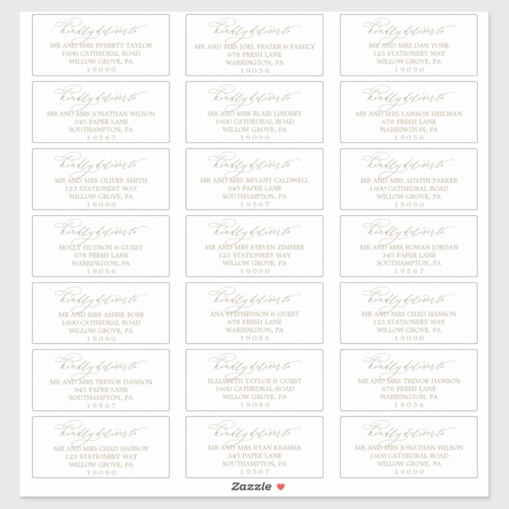 Romantic Gold Calligraphy Guest Address Labels | Zazzle