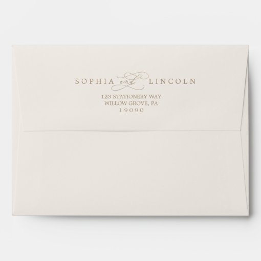 Romantic Gold Calligraphy Ivory Wedding Invitation Envelope | Zazzle