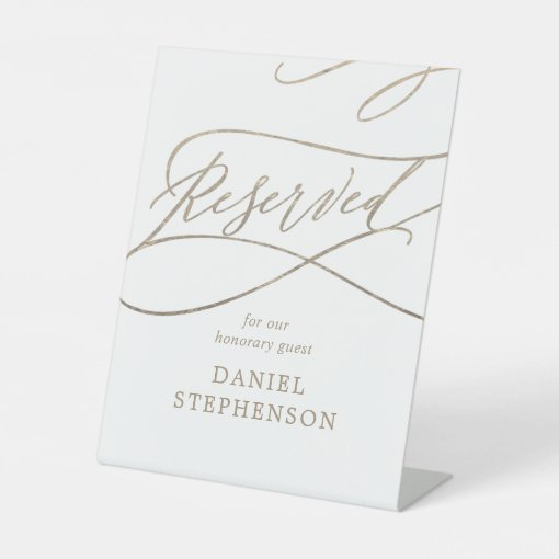 Romantic Gold Calligraphy Memorial Reserved Pedestal Sign | Zazzle