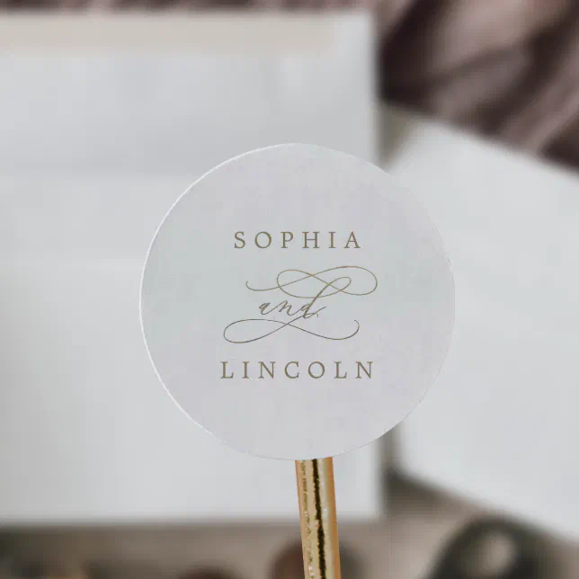 Romantic Gold Calligraphy Wedding Envelope Seals | Zazzle