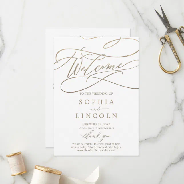 Romantic Gold Calligraphy Wedding Program | Zazzle
