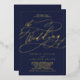 Romantic Gold Foil | Navy Blue Frame Wedding Foil Invitation | Zazzle