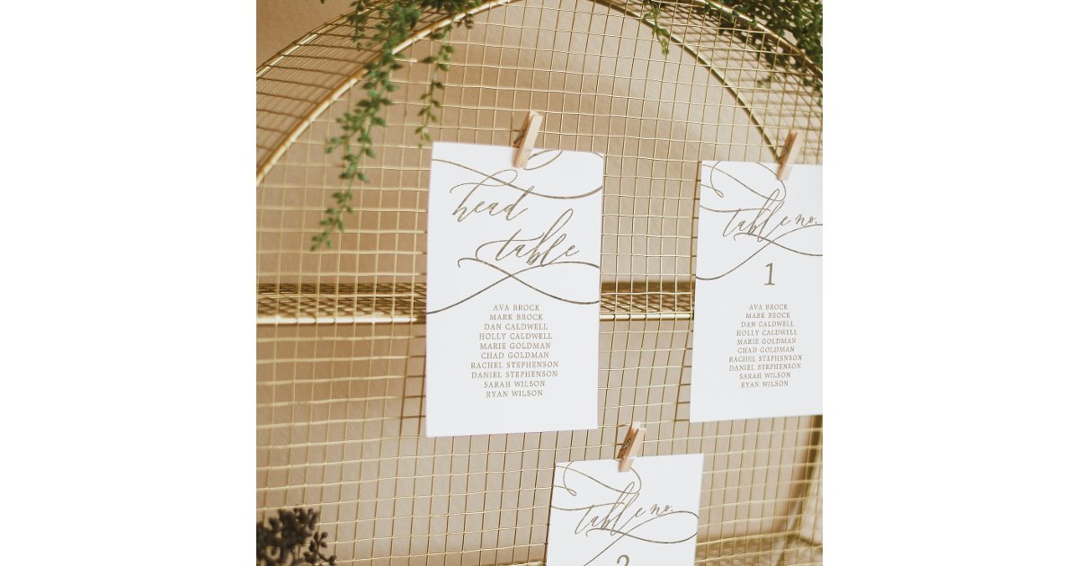 Romantic Gold Head Table Seating Chart Card | Zazzle