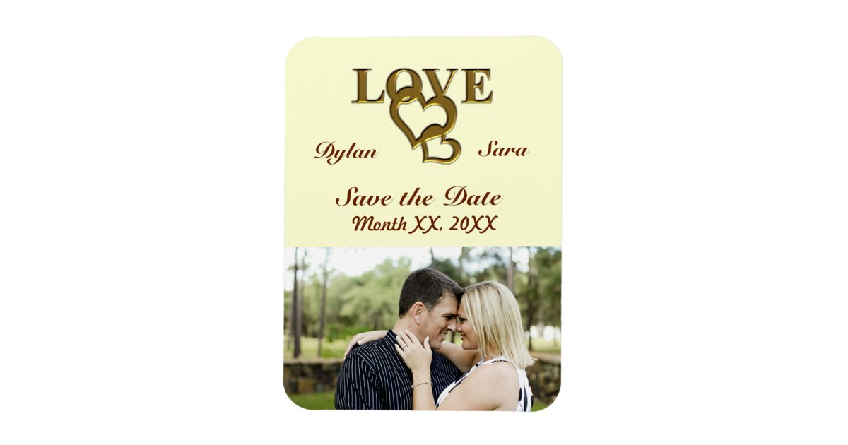 Romantic Gold Interlocking Hearts Your Photo Magnet | Zazzle