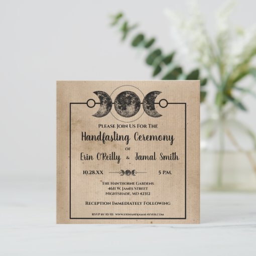 Romantic Gothic Handfasting Wedding Pagan Wicca Invitation | Zazzle