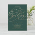 Romantic Green and Gold QR Code All In One Wedding Invitation | Zazzle