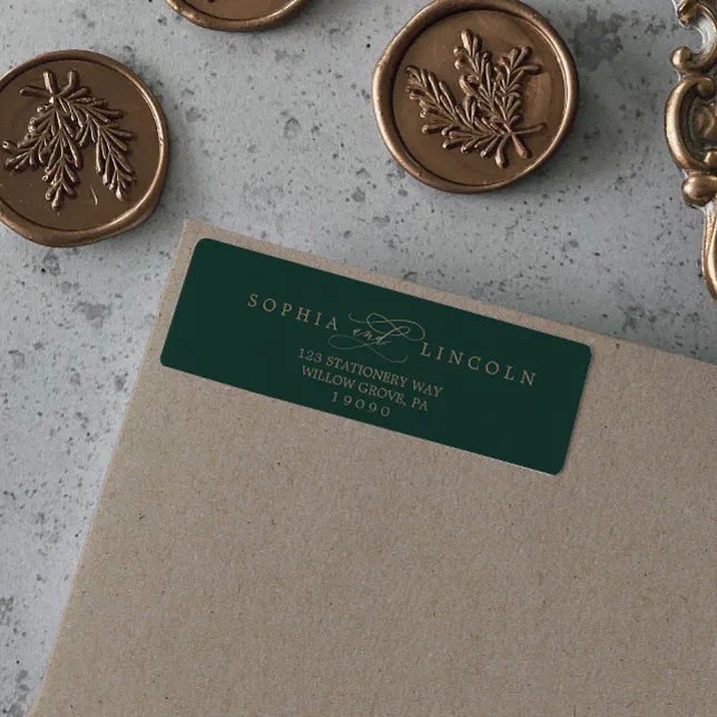 Romantic Green Calligraphy Return Address Label | Zazzle