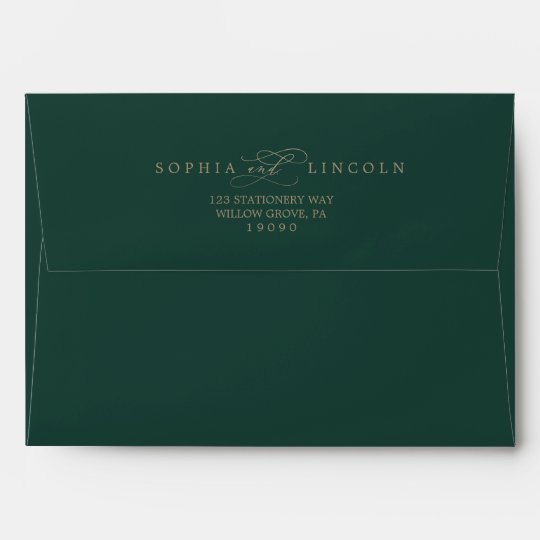 Romantic Green Calligraphy Wedding Invitation Envelope | Zazzle.com