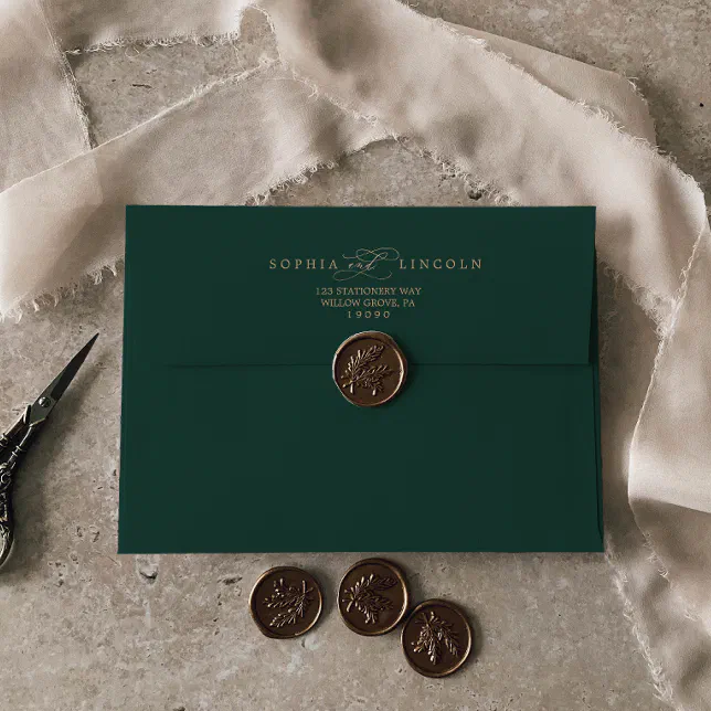 Romantic Green Calligraphy Wedding Invitation Envelope | Zazzle