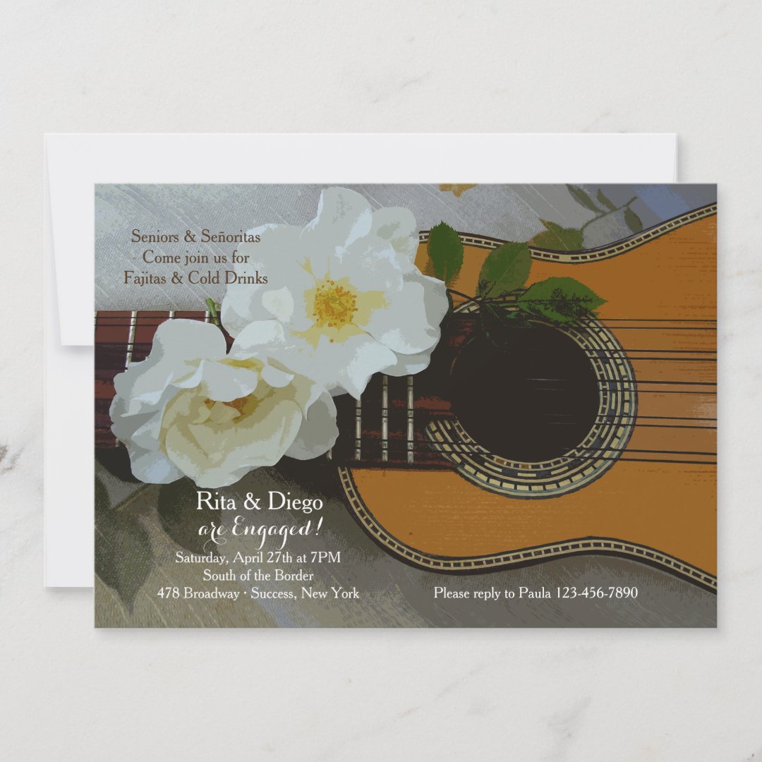 Romantic Guitar Invitation | Zazzle
