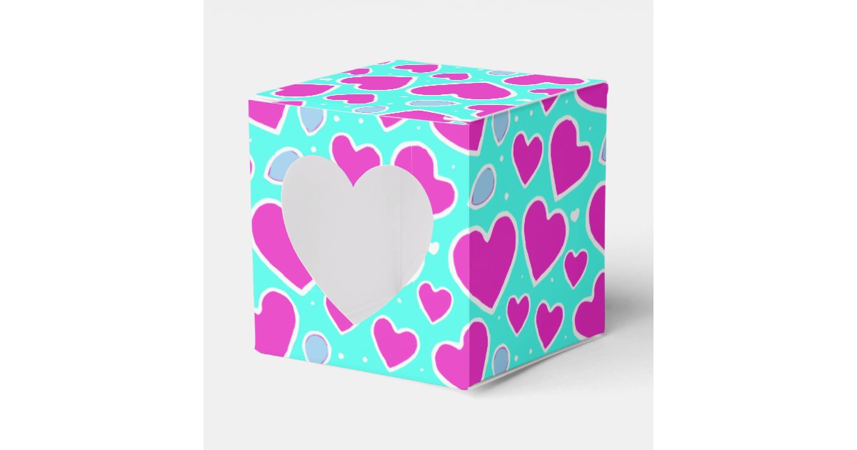 Romantic Handdrawn Pink Heart Valentine Gift Favor Boxes | Zazzle