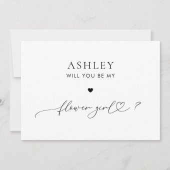 Romantic Heart Script Flower Girl Proposal Card | Zazzle