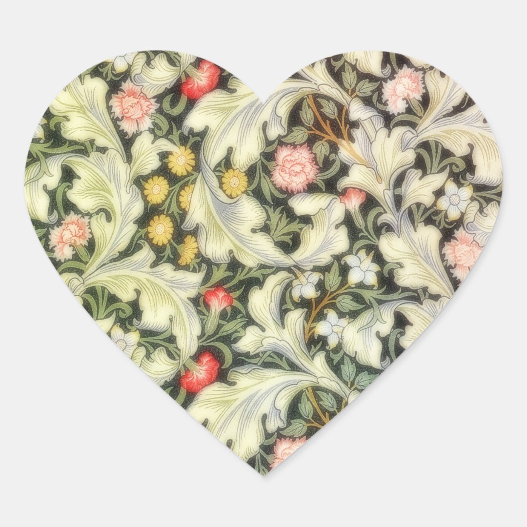 Romantic Heart Vintage Floral Heart Sticker | Zazzle