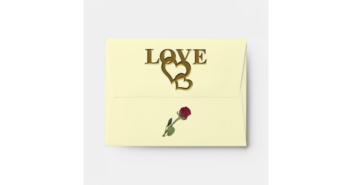 Romantic Interlocking Hearts & Red Rose Envelope | Zazzle