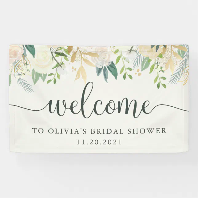 Romantic Ivory Floral | Welcome Banner | Zazzle