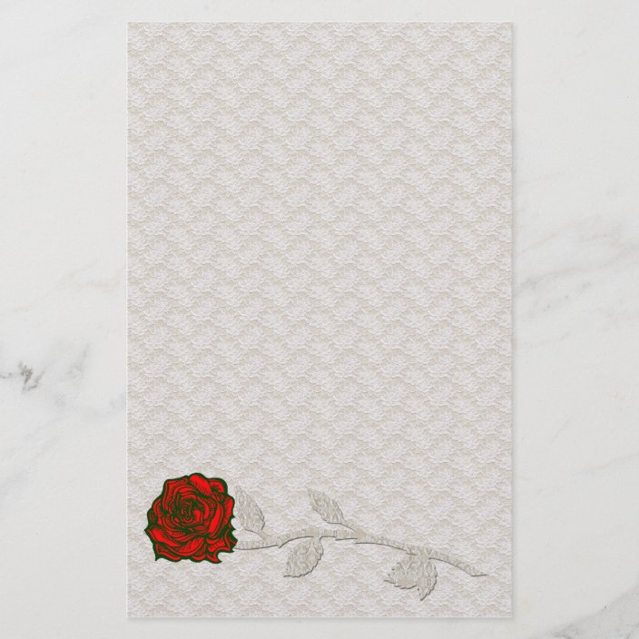 Romantic Lace and Rose Stationary Stationery | Zazzle.com