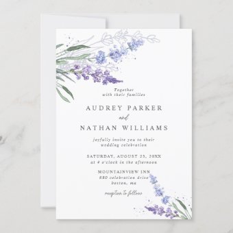 Romantic Lavender Floral w/ Details Wedding Invitation | Zazzle