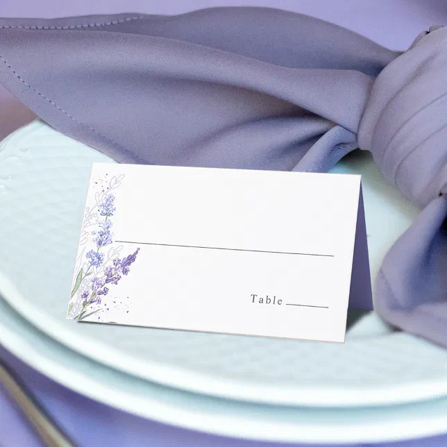 Romantic Lavender Floral Watercolor Place Card | Zazzle