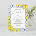 Romantic Lemons and blue Tiles Bridal Shower Invitation | Zazzle