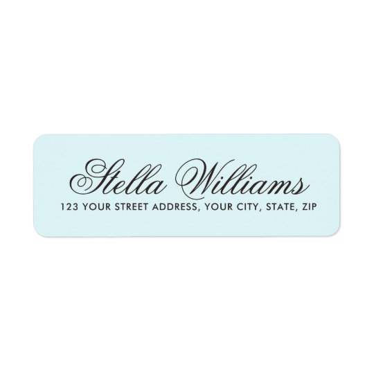Romantic light aqua blue calligraphy script label | Zazzle.com