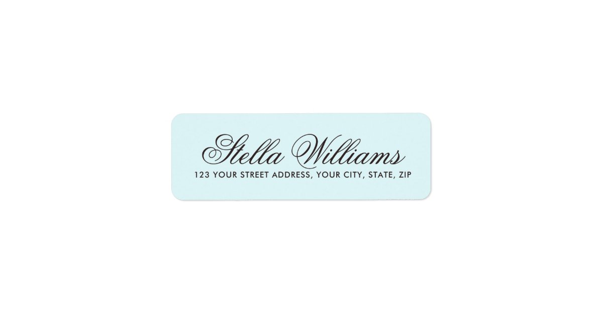Romantic light aqua blue calligraphy script label | Zazzle.com