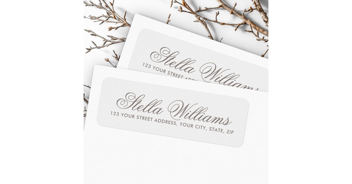 Romantic light gray calligraphy script label | Zazzle