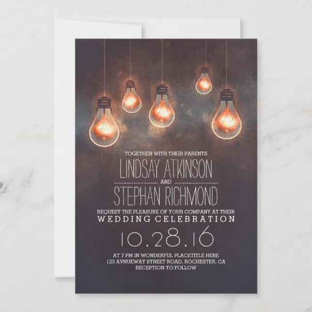 romantic lights vintage whimsical wedding invites | Zazzle