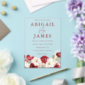 Romantic Love: Ruby Red & White Floral Wedding Acrylic Invitations | Zazzle