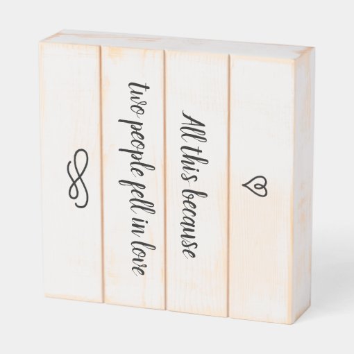 Romantic Love Story Wedding Calligraphy Keepsake Wooden Box Sign | Zazzle