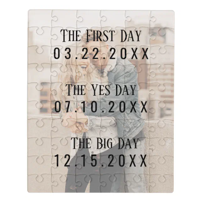 Romantic Married Couple Dates Picture Typography Jigsaw Puzzle | Zazzle
