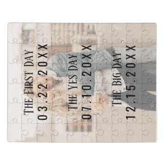 Romantic Married Couple Dates Picture Typography Jigsaw Puzzle | Zazzle