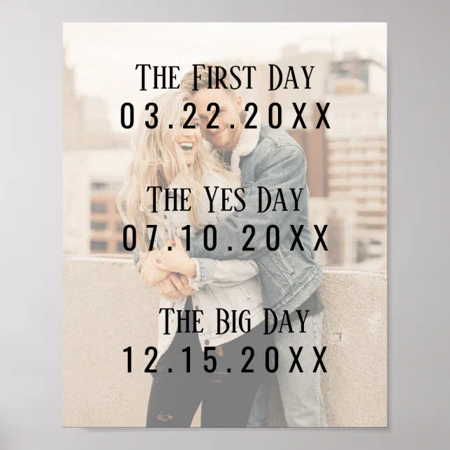 Romantic Married Couple Dates Picture Typography Poster | Zazzle