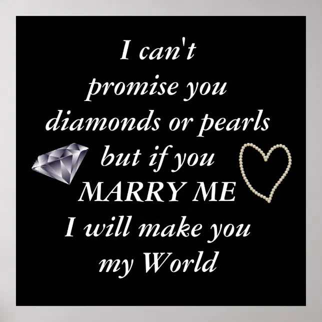 Romantic Marry Me Poem Poster | Zazzle