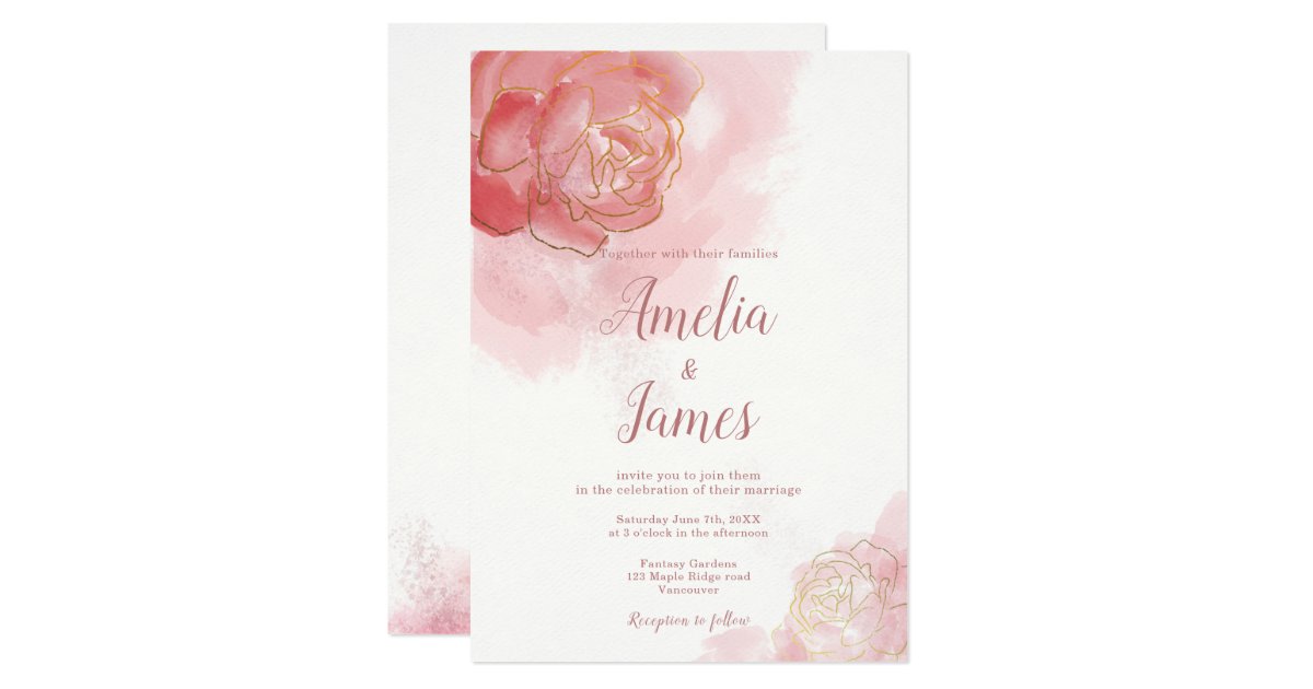 Romantic Millennial Pink Floral Invitation | Zazzle.com