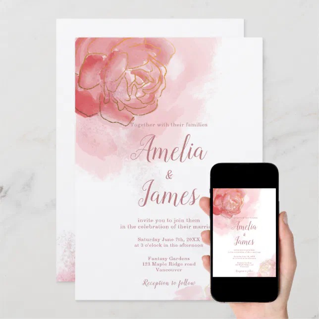 Romantic Millennial Pink Floral Invitation | Zazzle