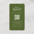 Romantic Minimal Rsvp Qr Code Moss Green Wedding Enclosure Card | Zazzle