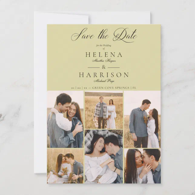 Romantic Modern Chic Collage 6 Photos Couple Save The Date | Zazzle