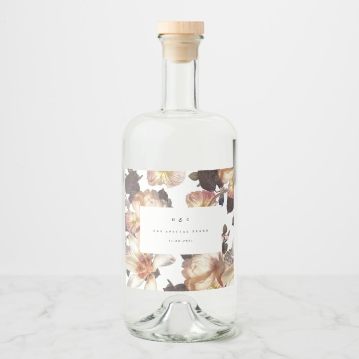 Romantic Modern Flower Floral Wedding Liquor Bottle Label | Zazzle.com
