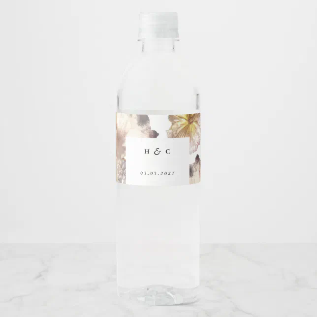 Romantic Modern Flower Floral Wedding Water Bottle Label | Zazzle