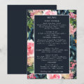 Romantic Navy Blue Blush Pink Floral Menu | Zazzle