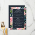 Romantic Navy Blue Blush Pink Floral Menu | Zazzle