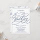 Romantic Navy Calligraphy Frame All In One Wedding Invitation | Zazzle